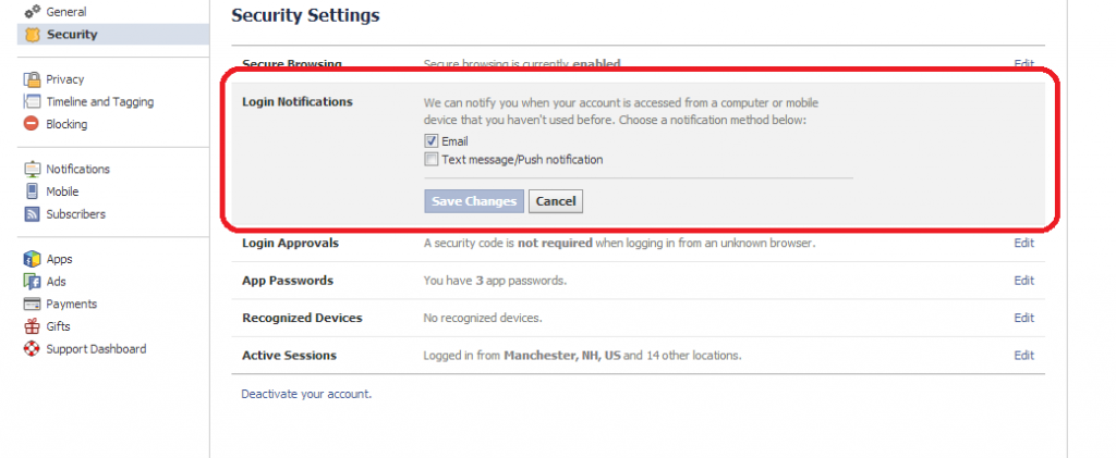 Enabling Facebook security settings - Doug Dragon